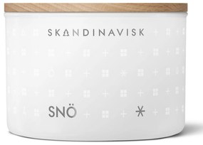 SKANDINAVISK Vonná svíčka SNÖ (sníh) 90 g, bílá barva, sklo, dřevo, vosk