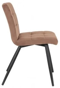 Jídelní židle OLIVE  50,5x44,5x82 cm samet růžový + černé nohy Light@Living 6740561