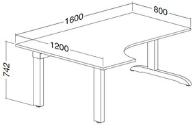 Ergonomický stůl ProOffice C 180 x 120 cm, levý, buk