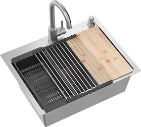 Kuchyňský nerezový dřez QUADRON LUKE 110 s baterií a příslušenstvím 58x45x20 cm