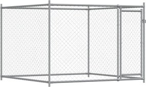 Klec pro psy s dvířky šedá 10 x 2 x 1,5 m pozinkovaná ocel 3209581