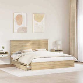 Postel s úložným prostorem se zásuvkou Sonoma dub 180 x 200 cm 3411182