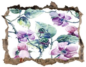 Wallmuralia Nálepka 3D díra na zeď Květy ostružiny 95x64 cm