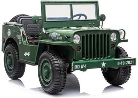 HračkyZaDobréKačky Dětský elektrický vojenský jeep willys 4x4 zelený