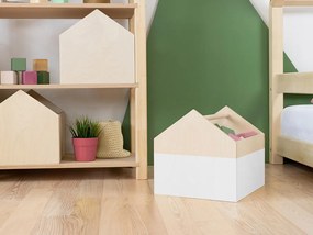 Benlemi Dřevěný úložný box HOUSE ve tvaru domečku Zvolte barvu: Bílá, pololakovaná