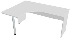 Stůl ergo pravý 160*120 cm - Hobis Gate GE 60 P Dekor stolové desky: bílá, Dekor lamino podnože: bílá, Barva nohy: stříbrná