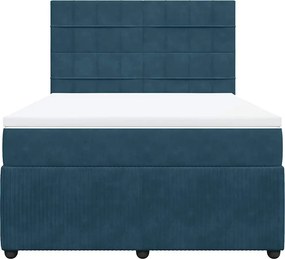 Box spring postel s matrací modrá 140 x 200 cm samet 3294662