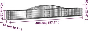Klenutý gabionový koš 400 x 50 x 40/60 cm pozinkované železo 153532