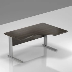 NABYTEK-DESIGNOVY.CZ - BPR18 07 - Kancelářský stůl rohový pravý Komfort, kovová podnož, 140x70/100x76 cm, kaštan/šedá