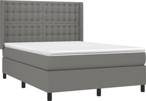 Box spring postel s matrací a LED tmavě šedá 140x190 cm textil 3138630