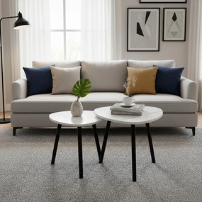 Velaco Set 2 konferenčních stolků TIG-4 54, imitace bílého mramoru/černá