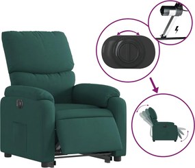 Elektrické zvedací polohovací křeslo tmavě zelené textil 3204854