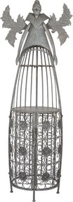 Šedá antik kovová police na víno anděl Wine Rack Angel - 79*62*207 cm