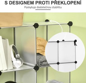 Modulární policový bezšroubový systém s 16 samostatnými regály, mléčný 850-176