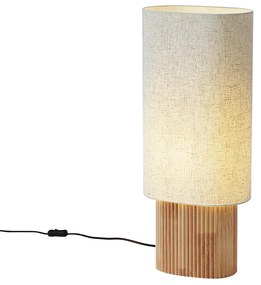 Dřevěná stolní lampa Japandi s lněným stínidlem 70 cm - Lamel