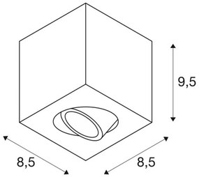 SLV 1002015 Triledo, bílé stropní svítidlo, 1x GU10 max. 10W, rozměr 8,5 x 8,5cm