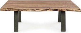 Černý/v přírodní barvě konferenční stolek s deskou z akácie 65x115 cm Aron – Bizzotto