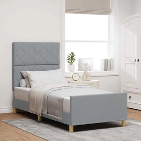 Rám postele s čelo Světle šedá 90 x 190 cm textil 3344767