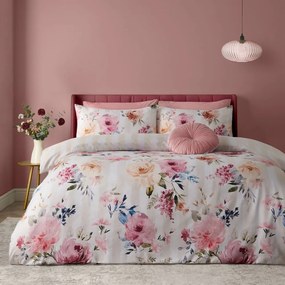 Krémové povlečení na jednolůžko 135x200 cm Floral Stripe – Catherine Lansfield