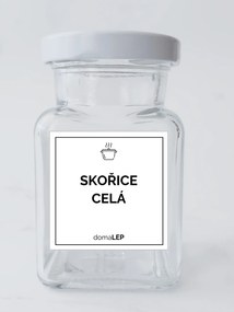 Samolepka na kořenky SKOŘICE CELÁ bílá 5 × 5 cm tučné písmo