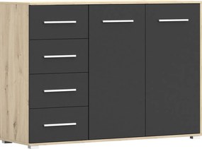 IDZ Komoda FRIDA 2D4S 01, 135 cm Černá / Dub Artisan