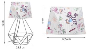 Dětská stolní lampa Diamond, 1x bílé textilní stínítko se vzorem, d