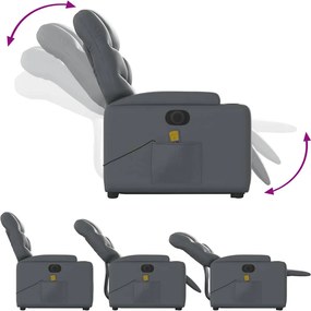 Elektrické zvedací masážní polohovací křeslo šedé umělá kůže 3204682