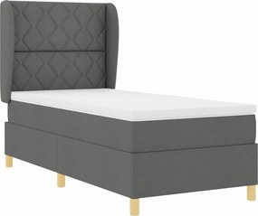 Postel s boxspringem s čelo Tmavě šedá 200 x 90 cm textil 3340796