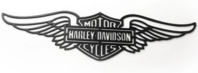 Živá Zeď Dřevěná nástěnná dekorace Harley Davidson křídla černá