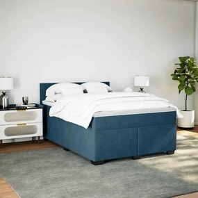 Box spring postel s matrací modrá 140 x 200 cm samet 3288628