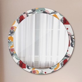 Kulaté dekorativní zrcadlo Abstrakce s ptáky fi 90 cm