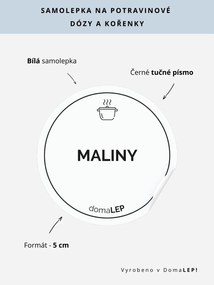 MALINY – bílá samolepka na dózu, tučné písmo, 5 cm | DomaLEP