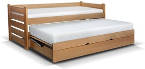 Dřevěná postel s přistýlkou Clivia PLUS Zvolte možnost matrace: Bez matrace, Barva dřeva: Kalvados