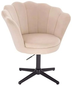 LuxuryForm DESIGN Otočné křeslo FREY VELUR na černém kříži - krémové