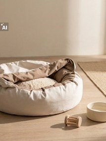 Sinsay - Kulatý pelíšek pro zvířata s kapucí - krémová