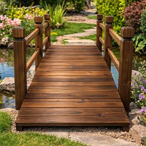 Dekorační zahradní mostek BestBerg BBGD-4001 / 150 x 55 x 42,5 cm / hnědá