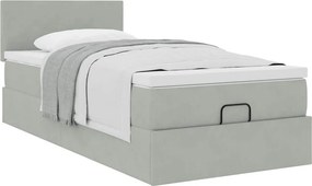 Osmanský rám postele s matrací světle šedá 80x200cm samet 3311663