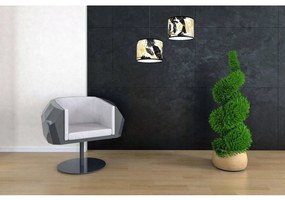 Závěsné svítidlo Gold Flowers, 1x bílé textilní stínítko s květinovým vzorem, (výběr ze 2 barev konstrukce)