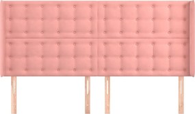 Čelo postele typu ušák růžové 183x16x118/128 cm samet 3120079