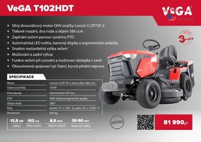 VeGA T102HDT - zahradní traktor