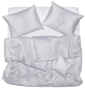 SCANquilt povlečení JERSEY kvítka bílošedá 140 x 200/70 x 90 cm