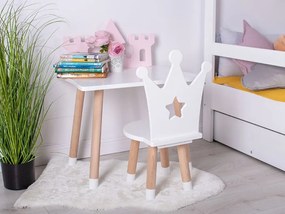 Manibox Dřevěný dětský stoleček ZÁMEK s židlí KORUNKA + jméno ZDARMA