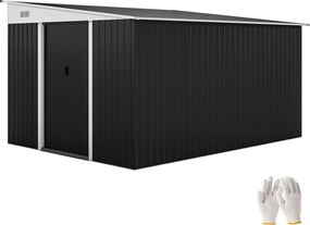 Outsunny 8,9m² Ocelová Zahradní Kůlna se 2 Ventilačními Otvory, Kůlna na Nástroje se Šikmou Střechou, Dvojité Posuvné Zámkové Dveře a Rukavice, 280x34
