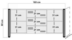 Komoda Cosmo Rio 160 cm černá/hnědá