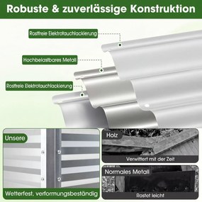 Costway Vyvýšený záhon s kovovými nohami, zvýšený zahradní záhon – stříbro