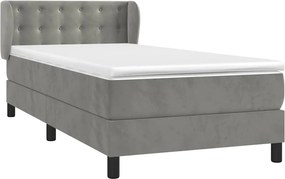 Box spring postel s matrací světle šedá 100x200 cm samet 3127715