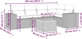 6dílná zahradní sedací souprava s poduškami černá polyratan 3225433