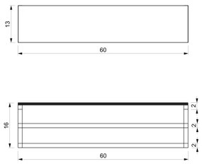 Nástěnný věšák na ručníky s policí 14x60 cm bílá