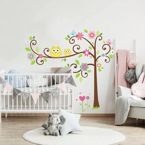 York Wallcoverings Barevná nástěnná samolepka SOVY na stromě