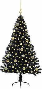 Umělý osvětlený vánoční stromeček Černá 150 cm PVC 3397132